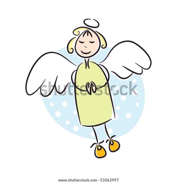 Cute Angel Cartoon Vector Illustration Stock Vector (Royalty Free) 55062997