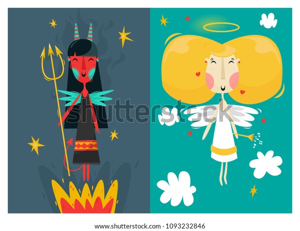 Cute Angel Devil Fairy Vector Illustration Stock Vector (Royalty Free ...