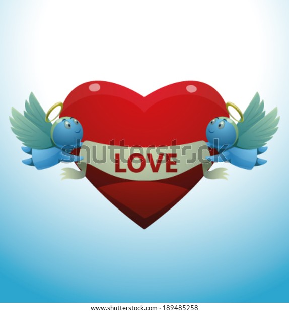 Cute Angel Heart Vector Stock Vector (Royalty Free) 189485258 ...