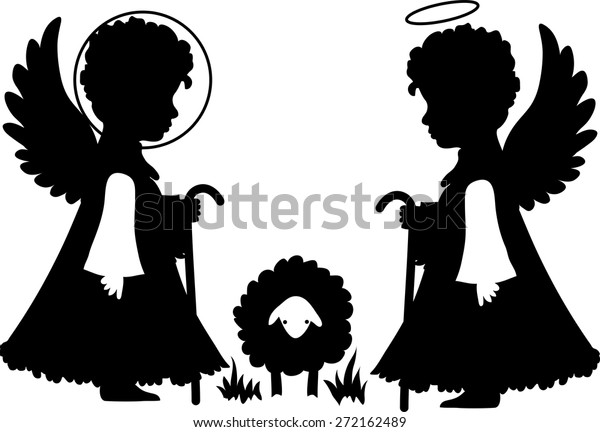Cute Angels Silhouettes Set Catholic Orthodox Stock Vector (Royalty ...