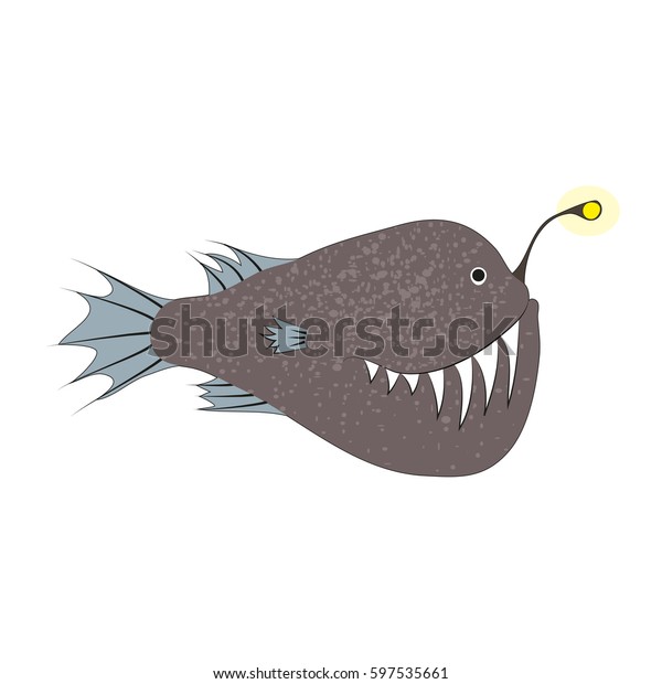 Cute Angler Fish Vector Isolated On Stock Vector (Royalty Free ...