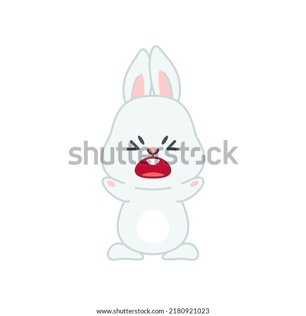 Cute Angry Bunny Flat Cartoon Illustration: เวกเตอร์สต็อก (ปลอดค่า ...