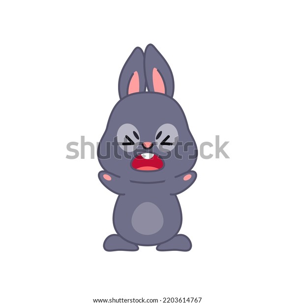 Cute Angry Bunny Flat Cartoon Illustration Stock Vector (Royalty Free ...