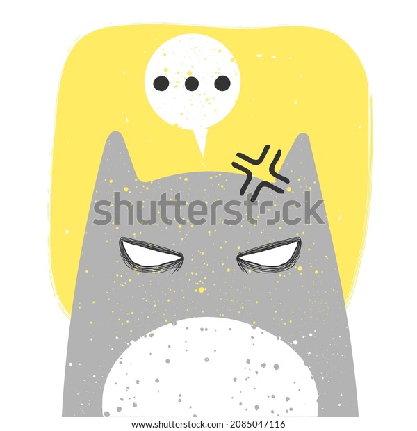 Cute Angry Cat Anime Emotion Speech Stock Vector (Royalty Free ...