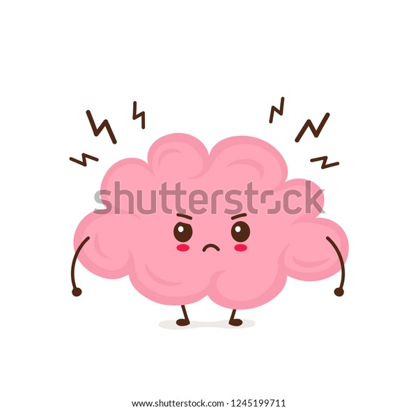 Cute Angry Funny Brain Have Stressvector Stock Vector (Royalty Free ...