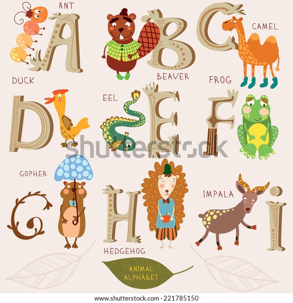 Cute Animal Alphabet B C D Stock Vector (Royalty Free) 221785150
