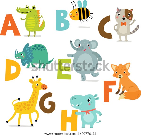 Cute Animal Alphabet Vector Set Stock Vector (Royalty Free) 1620776131
