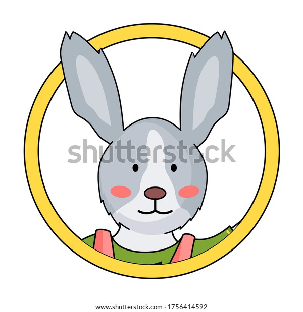 Cute Animal Avatar Rabbit Circle Isolated Stock Vector (Royalty Free ...