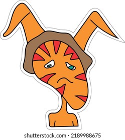 Cute Animal Character Vector Sticker Sad Stock Vector (Royalty Free ...
