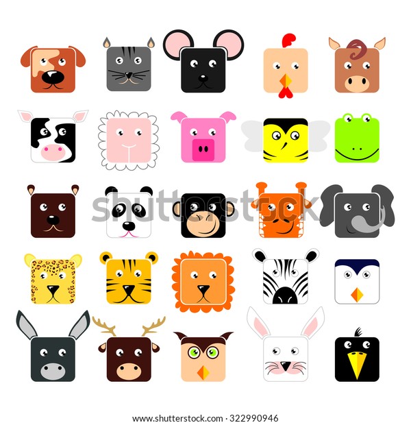 Cute Animal Collection Stock Vector (Royalty Free) 322990946