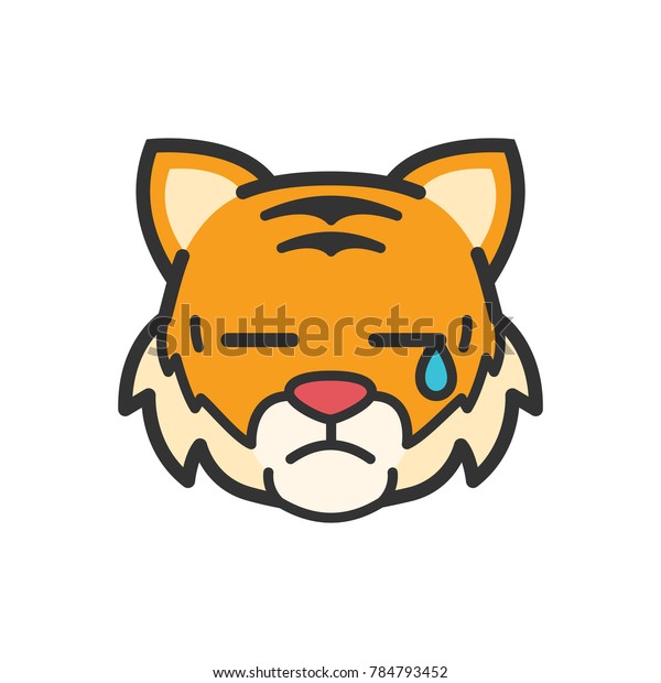 Cute Animal Emoticon Sad Expression Stock Vector (Royalty Free ...