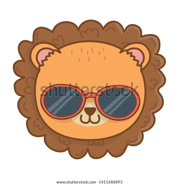 Vektor Stok Cute Animal Face Cartoon Vector Illustration (Tanpa Royalti ...