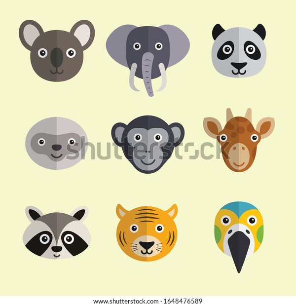 Cute Animal Faces Emoji Vector Design Stock Vector (Royalty Free ...