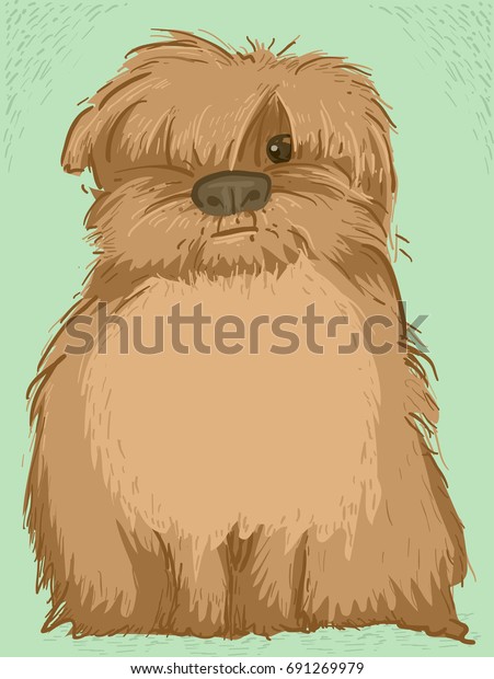 Cute Animal Illustration Featuring Fluffy Dog Stock Vector (Royalty ...