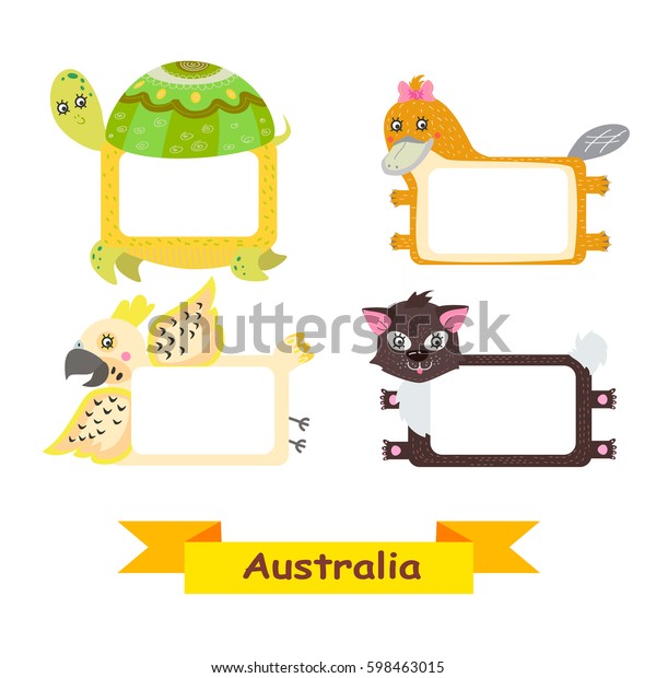 Cute Animal Labels Frames Exotic Australian 库存矢量图（免版税）598463015