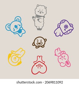 Cute Animal Line Art Vector Design Stock Vector (Royalty Free ...