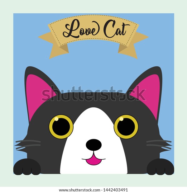 Cute Animal Peeping Window Cute Cat: vector de stock (libre de regalías ...