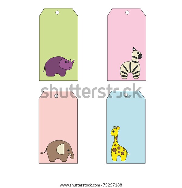 Cute Animal Tags Stock Vector (Royalty Free) 75257188 | Shutterstock
