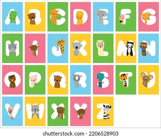 Cute Animals Alphabet Vector Illustration Stock Vector (Royalty Free ...
