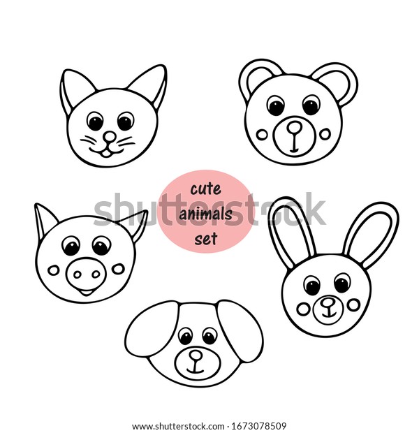 Cute Animals Blush On Their Cheeks Stock Vector (Royalty Free ...