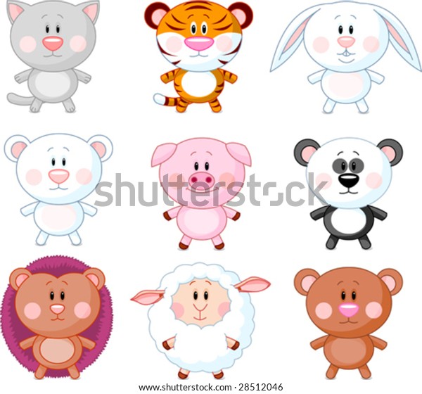Cute Animals Cartoon Set Vector Stock Vector (Royalty Free) 28512046