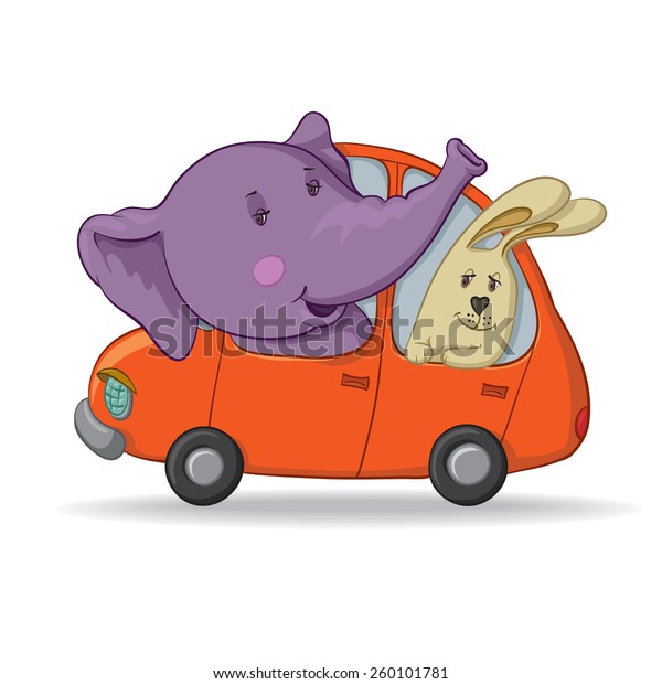 Cute Animals Driving Vector Illustration Stock Vector (Royalty Free ...