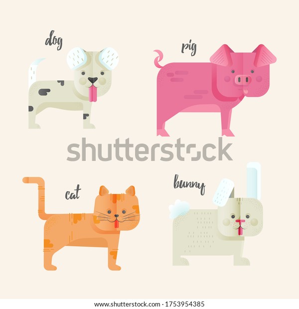 Cute Animals Tongue Vector Illustration Icon Stock Vector (Royalty Free ...