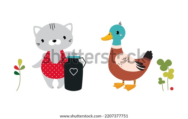 Cute Animals Working On Farm Set Stock Vector (Royalty Free) 2207377751 ...