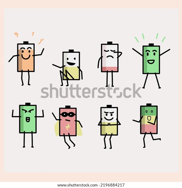 Cute Animated Character Battery On Gadget Stock Vector (Royalty Free ...