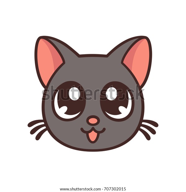 Cute Anime Cat Face Funny Kawaii 스톡 벡터(로열티 프리) 707302015 | Shutterstock