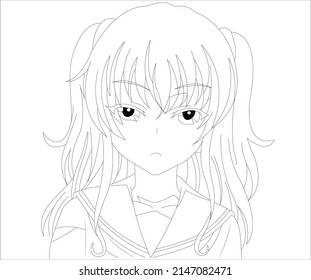 Cute Anime Coloring Book Page Stock Vector (Royalty Free) 2147082471 ...