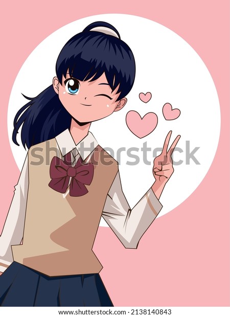 Cute Anime Girl Comic Style Stock Vector (Royalty Free) 2138140843 ...