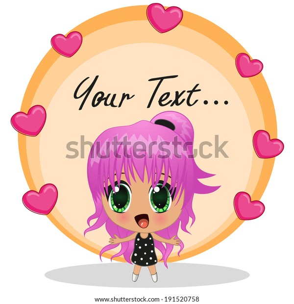 Cute Anime Girl Hearts 库存矢量图(免版税)191520758 Shutterstock