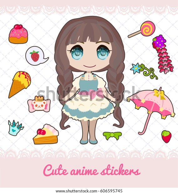 Cute Anime Princess Sticker Set 스톡 벡터(로열티 프리) 606595745 | Shutterstock