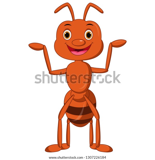 Cute Ant Cartoon Waving Stock Vector (Royalty Free) 1307226184 ...