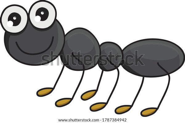 Cute Ant Clip Artvector Smiling Antinsectsdrawinga Stock Vector ...