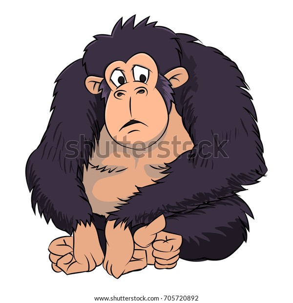Cute Ape Cartoon On White Background Stock Vector (Royalty Free ...