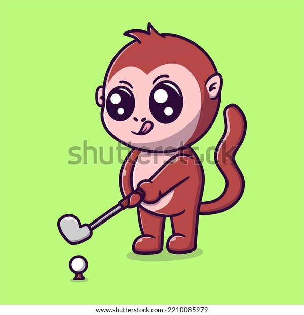 Cute Apes Playing Golf Cartoon Vector Stock Vector (Royalty Free ...