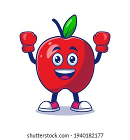 Cute Apple Boxing Cartoon Vector Illustration Stock Vector (Royalty ...