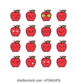 Cute Apple Emoticons Stock Vector (Royalty Free) 672461476 | Shutterstock