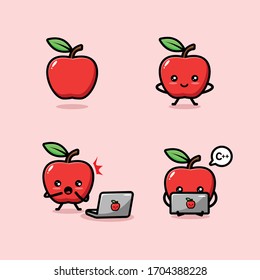 Cute Apple Face Mascot Vector Illustration Stock Vector (Royalty Free ...