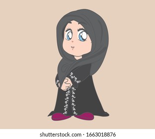 Cute Arab Girl Cartoon Smiling Stock Vector (Royalty Free) 1663018876