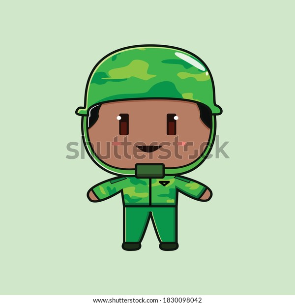 Cute Army Chibi Cartoon Vector Stock Vector (Royalty Free) 1830098042 ...