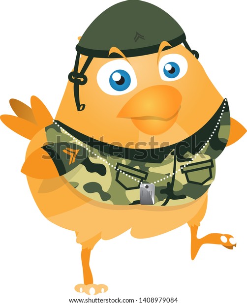 Cute Army Chick Vector Illustration Stock Vector Royalty Free 1408979084