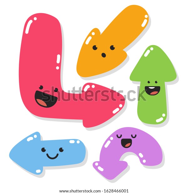 Cute Arrows Funny Emotions Vector Cartoon Stock Vector (Royalty Free ...