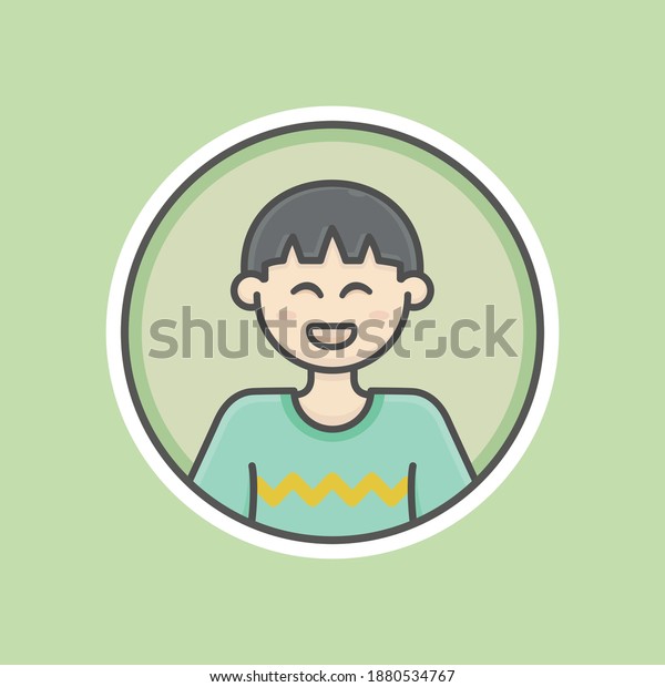 Cute Asian Boy Circular Avatar Illustration Stock Vector (Royalty Free ...