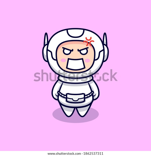 Cute Astronaut Angry Cartoon Vector Icon Stock Vector (Royalty Free ...