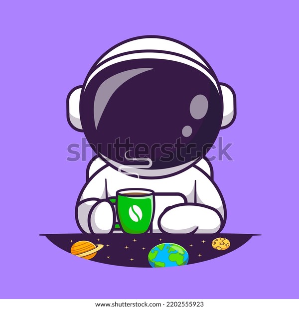 Cute Astronaut Drink Coffee Space Cartoon Stock Vector (Royalty Free ...