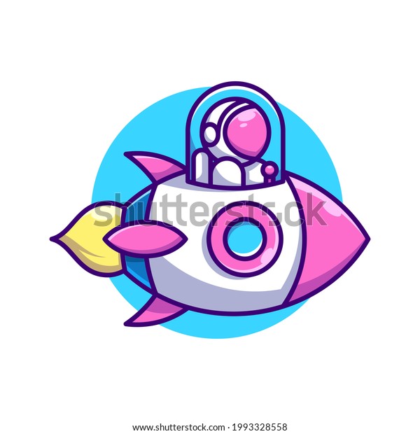 Cute Astronaut Riding Pink Rocket Cartoon Stock Vector (Royalty Free ...