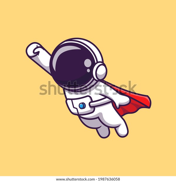 Cute Astronaut Super Flying Cartoon Vector Stock Vector (Royalty Free ...